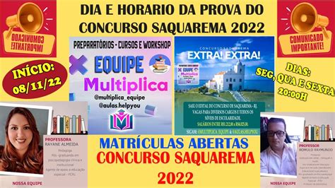 Concurso Saquarema Dia E Horario Da Prova Preparat Rio Equipe