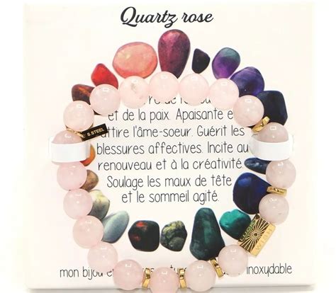 Bracelet pierre naturelle rose Milë Mila lithothèrapie Quartz