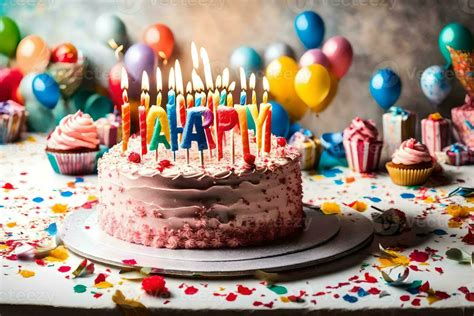 Un Cumplea Os Pastel Con Velas Y Papel Picado Generado Por Ai