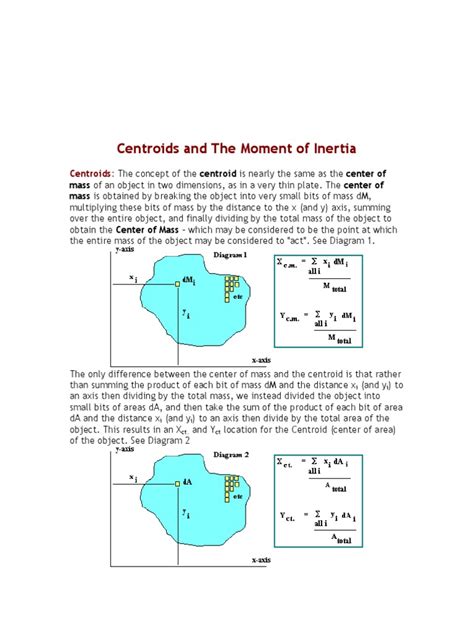 lecture 1 centroids and the moment of inertia pdf center of mass cartesian coordinate system