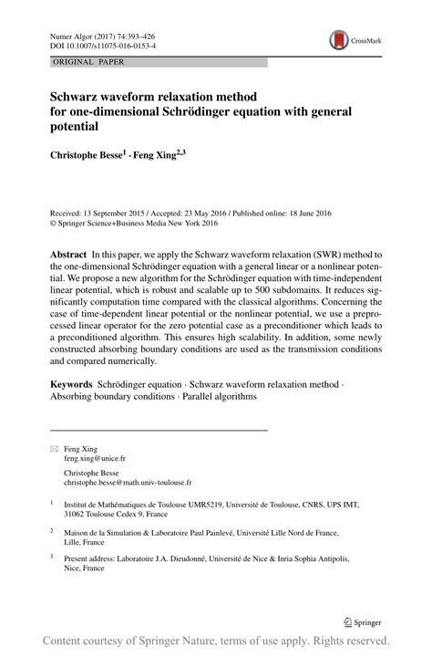 schwarz waveform relaxation method for one dimensional schr{ o}dinger equation with general