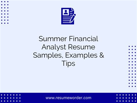 Summer Financial Analyst Resume Samples Examples Tips Resume Worder