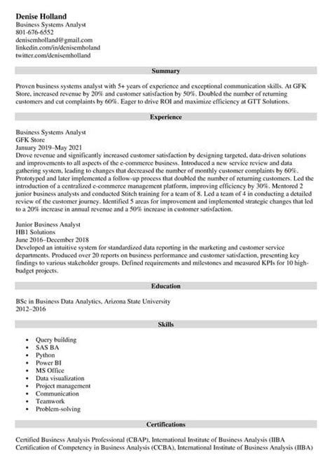 Analyst Resume Sample Guide Entry Level Senior Jobs