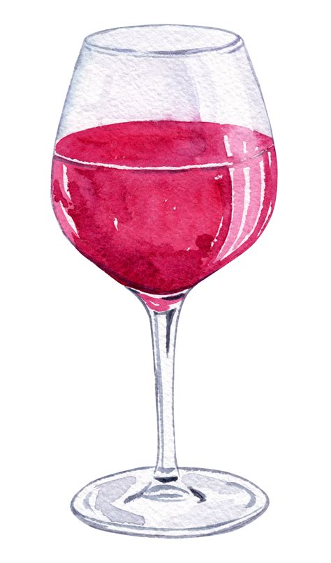 Watercolor Glass Of Red Wine Isolated On White Background Wine Tasting