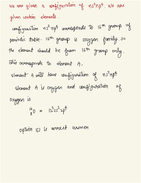 Solved Of Ns2np4 Which Element Labeled A E In The Periodic Table