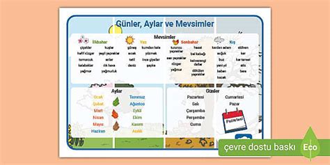 Günler Aylar ve Mevsimler Posteri professor feito