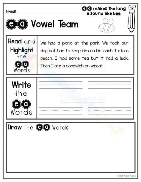 Short Vowels Team And Long Vowels Team Worksheet
