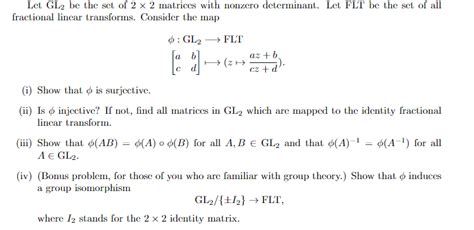solved let gl2 be the set of 2×2 matrices with nonzero