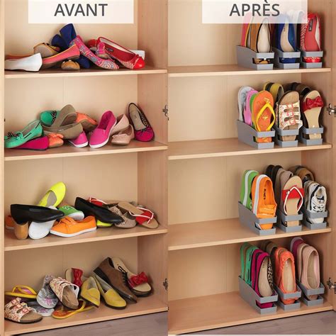 Range Chaussures Plates Gain De Place Lot De 3 Closet Shoe Storage