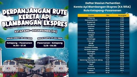 Jadwal Keberangkatan KA Blambangan Ekspres Rute Baru Jakarta Banyuwangi