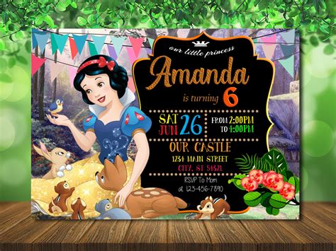 Invitaci N Blancanieves Invitaci N Digital Blancanieves Invitaci N