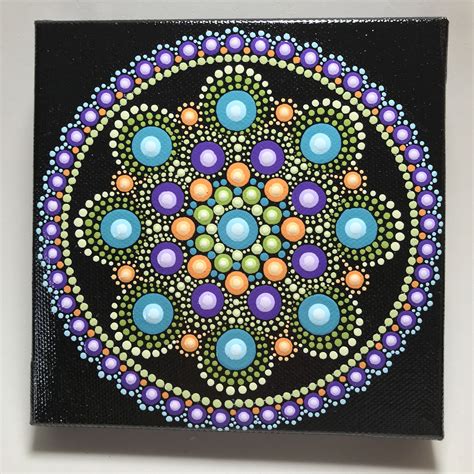 Hand Painted Mandala On Canvas Meditation Mandala Mandala Art Dot