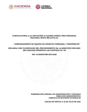 Completable En línea Convocatoria de Invitacin a Cuando Menos Tres