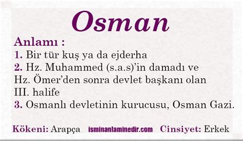 Osman İsminin Anlamı Bilgi kartı Cinsiyet Alıntılar