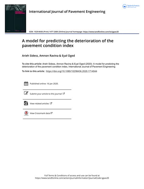 pdf a model for predicting the deterioration of the pavement condition index