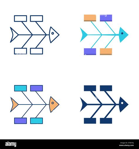 Ishikawa Fishbone Diagram Icon Set In Flat And Line Style Cause And