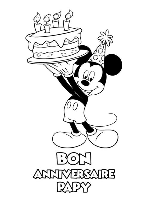 Anniversaire Papy Mickey Dessin Imprimer Gratuit