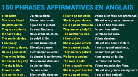 150 Phrases Affirmatives Pour Bien Parler Anglais 150 Affirmative