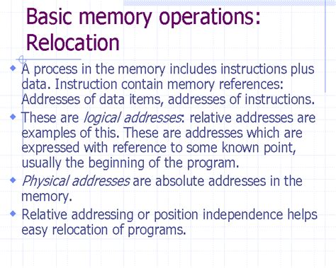 basic memory operations relocation