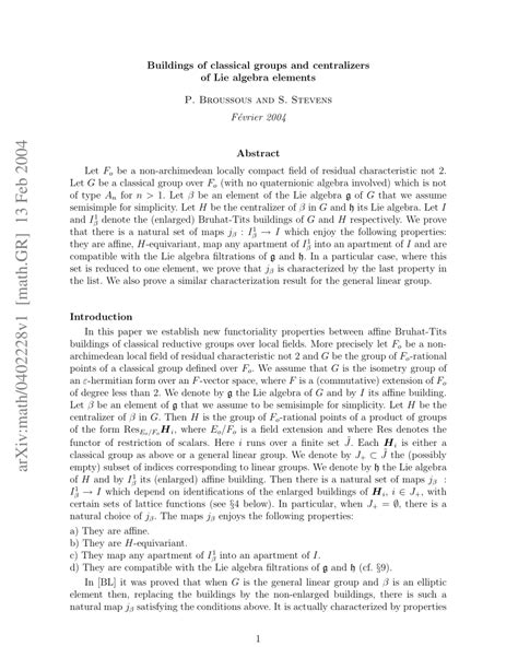 pdf buildings of classical groups and centralizers of lie algebra elements