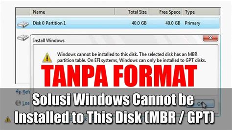 Cara Mengatasi Windows Cannot Be Installed To This Disk Lasopafax
