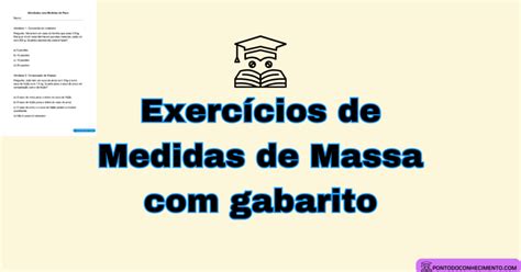 Arquivo de Exercícios de Medidas de Massa gabarito Ponto do