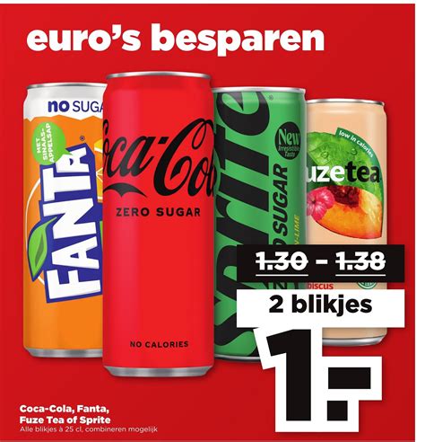 Coca Cola Fanta Fuze Tea Of Sprite Blikjes Aanbieding Bij Plus