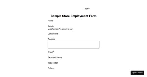 React Forms Project Codesandbox