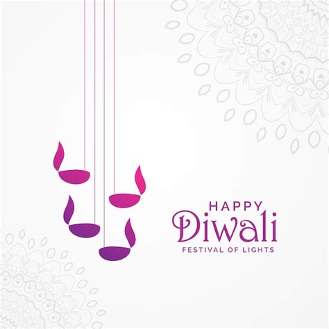 Premium Vector Beautiful Happy Diwali Card Design With Hanging Diya