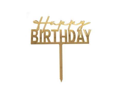 Topper z pleksi na tort Happy Birthday złoty 1 szt Dobra Cena