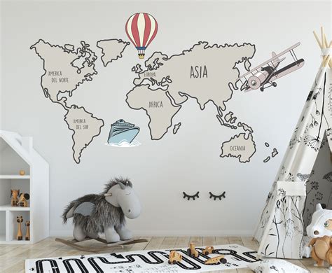 Vinilo Mapamundi Mapa Mundo Parede Decalques De Parede Adesivo De