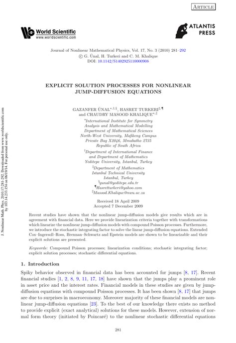 pdf explicit solution processes for nonlinear jump diffusion equations