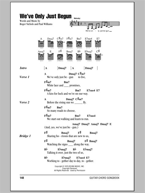 We Ve Only Just Begun By Carpenters Sheet Music For Guitar Chords
