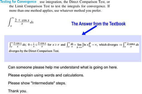 Solved Testing For Convergence Use Integration The Direct Chegg