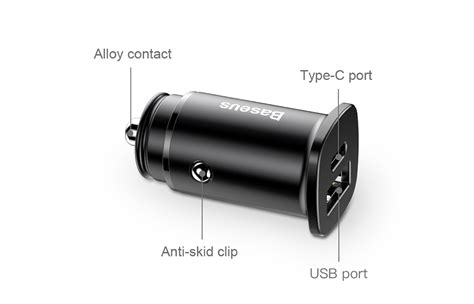Carregador Veicular Turbo USB Tipo C 30w Baseus