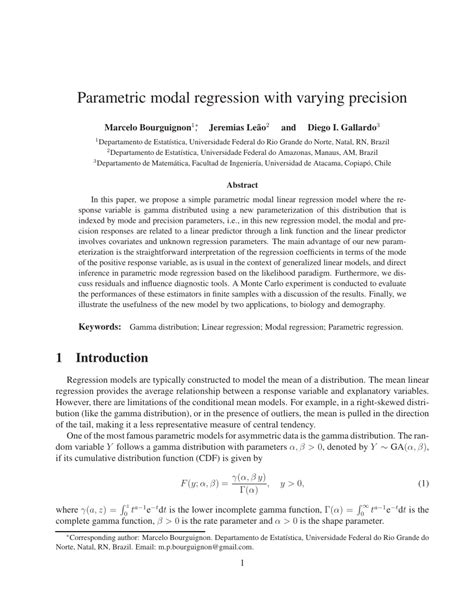 pdf parametric modal regression with varying precision
