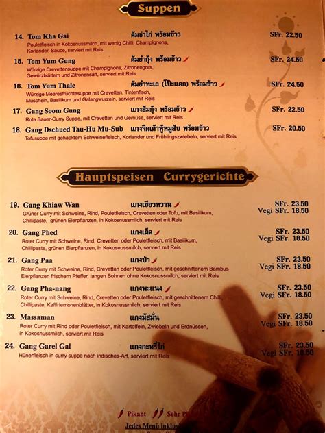 Speisekarte Von Ban Sri Thai Saint Gallen Merkurstrasse