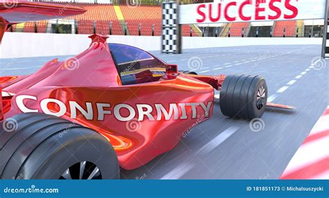 Conformity And Success Shown As Word Conformity On A Fuel Tank And A