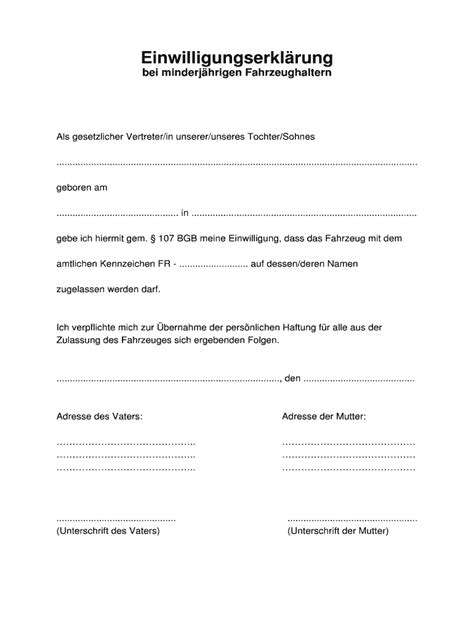 Ausfüllbar Online Einwilligungserklrung breisgau hochschwarzwaldde