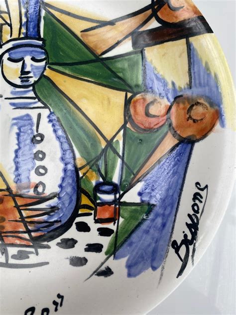 Proantic Amieux Restaurant Plate Signed Bessone Vallauris