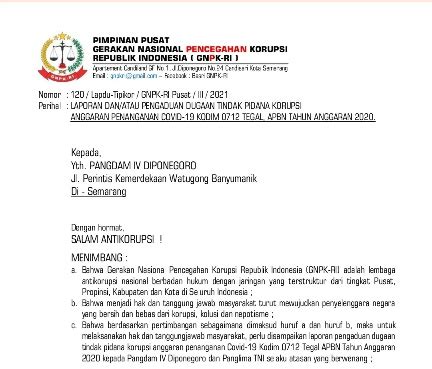 Contoh Laporan Pengaduan Tindak Pidana Korupsi Riset Riset