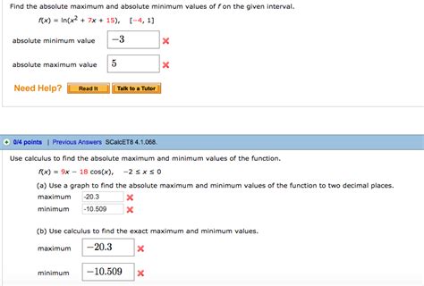 solved find the absolute maximum and absolute minimum values