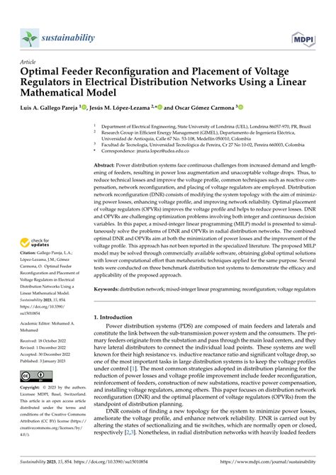 pdf optimal feeder reconfiguration and placement of voltage regulators in electrical