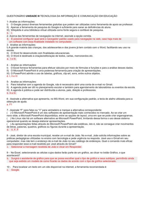 Question Rio Unidade Tecnologia Da Informa O E Comunica O