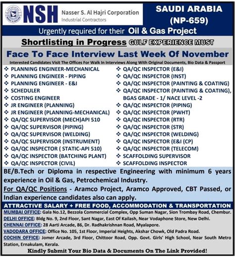 Nsh Saudi Arabia Vacancy Large Recruitment