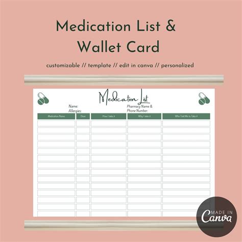 Free Printable Medication List Card Prntbl Concejomunicipaldechinu Gov Co