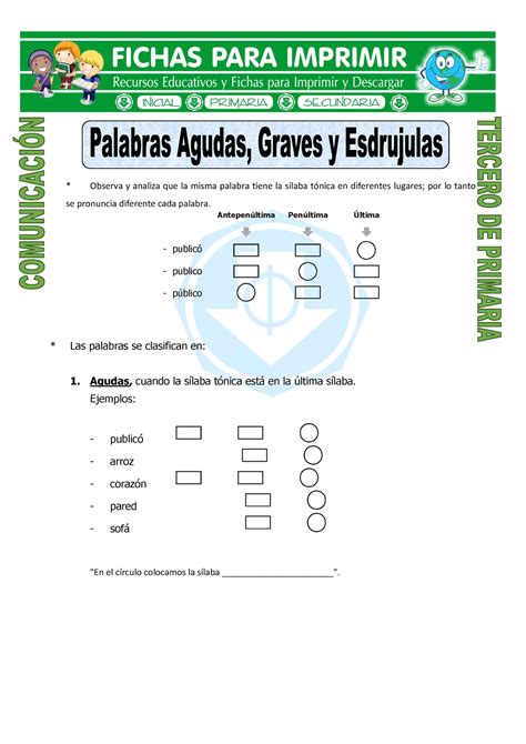 Palabras Agudas Graves Y Esdrujulas Observa Y Analiza Que La Misma
