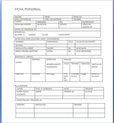 Total 31 Imagen Modelo De Ficha De Personal De Una Empresa Abzlocal Mx