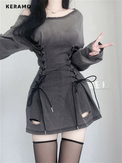 Yidouxian Fairycore Grunge Goth Corset Dress Women Aesthetic Harajuku