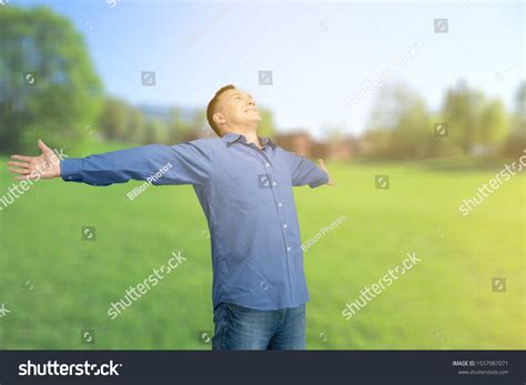 Relaxed Adult Man Breathing Fresh Air Stock Photo Shutterstock